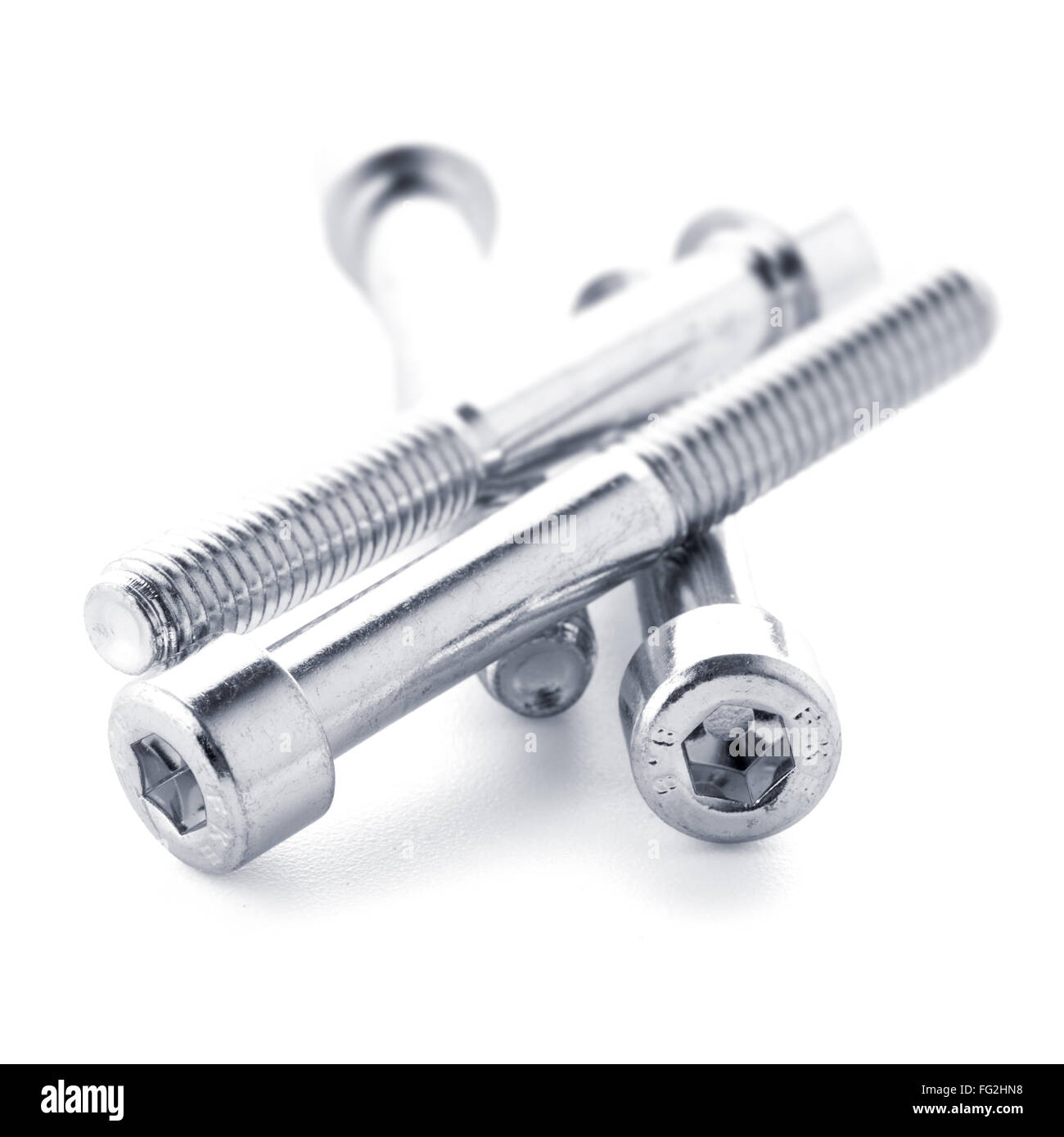 Hex head bolt screws thread on white background Stock Photo - Alamy