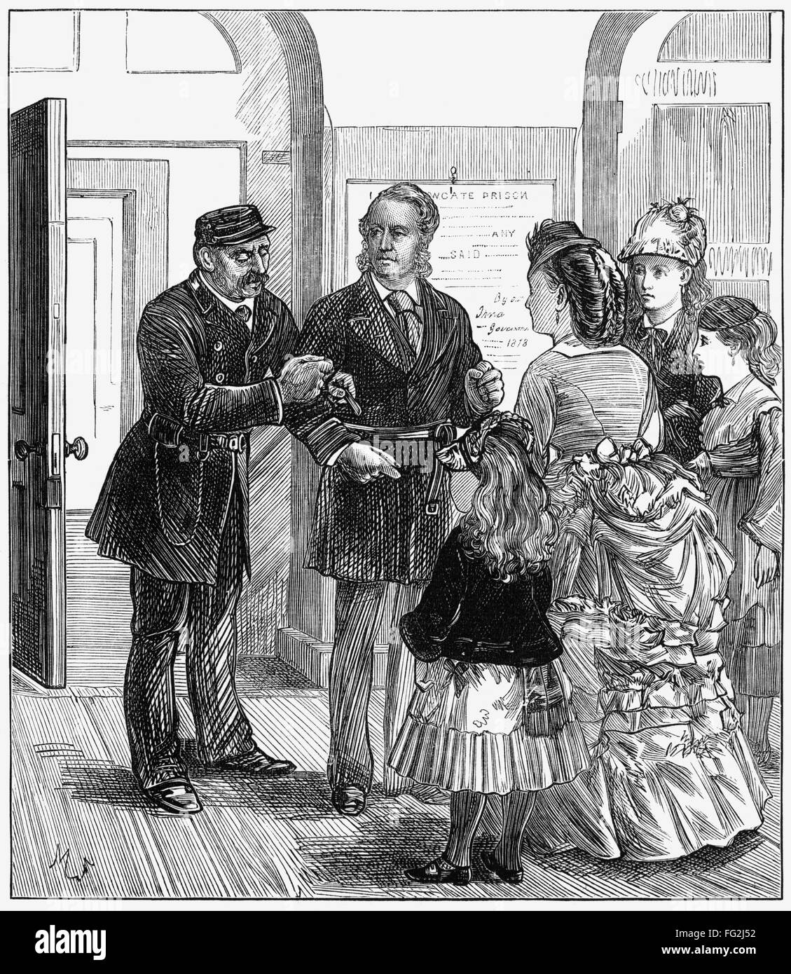 NEWGATE PRISON, 1873. /nVisitors watch as a condemned prisoner is ...
