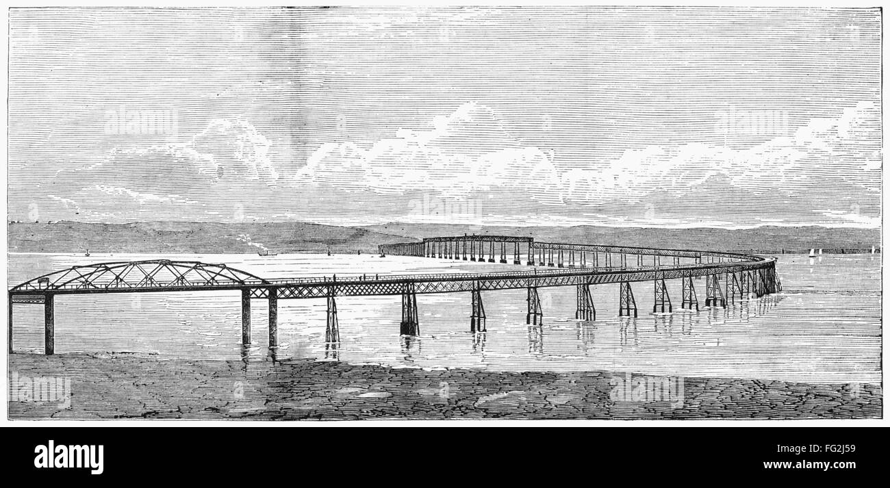 TAY RAIL BRIDGE, 1879. /nView of the Tay Rail Bridge in Dundee ...