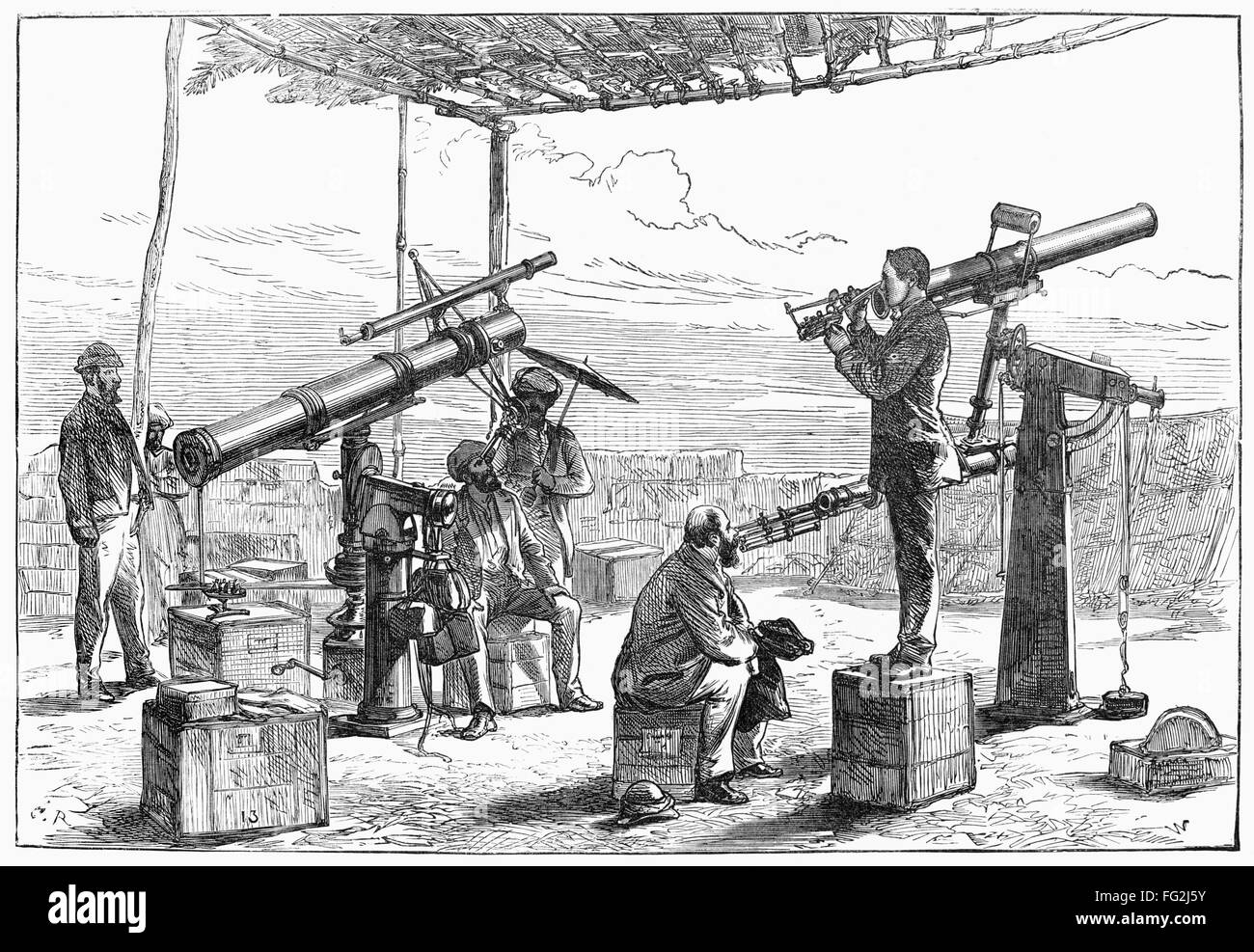 INDIA: OBSERVATORY, 1871. /nBritish astronomers in India await the ...