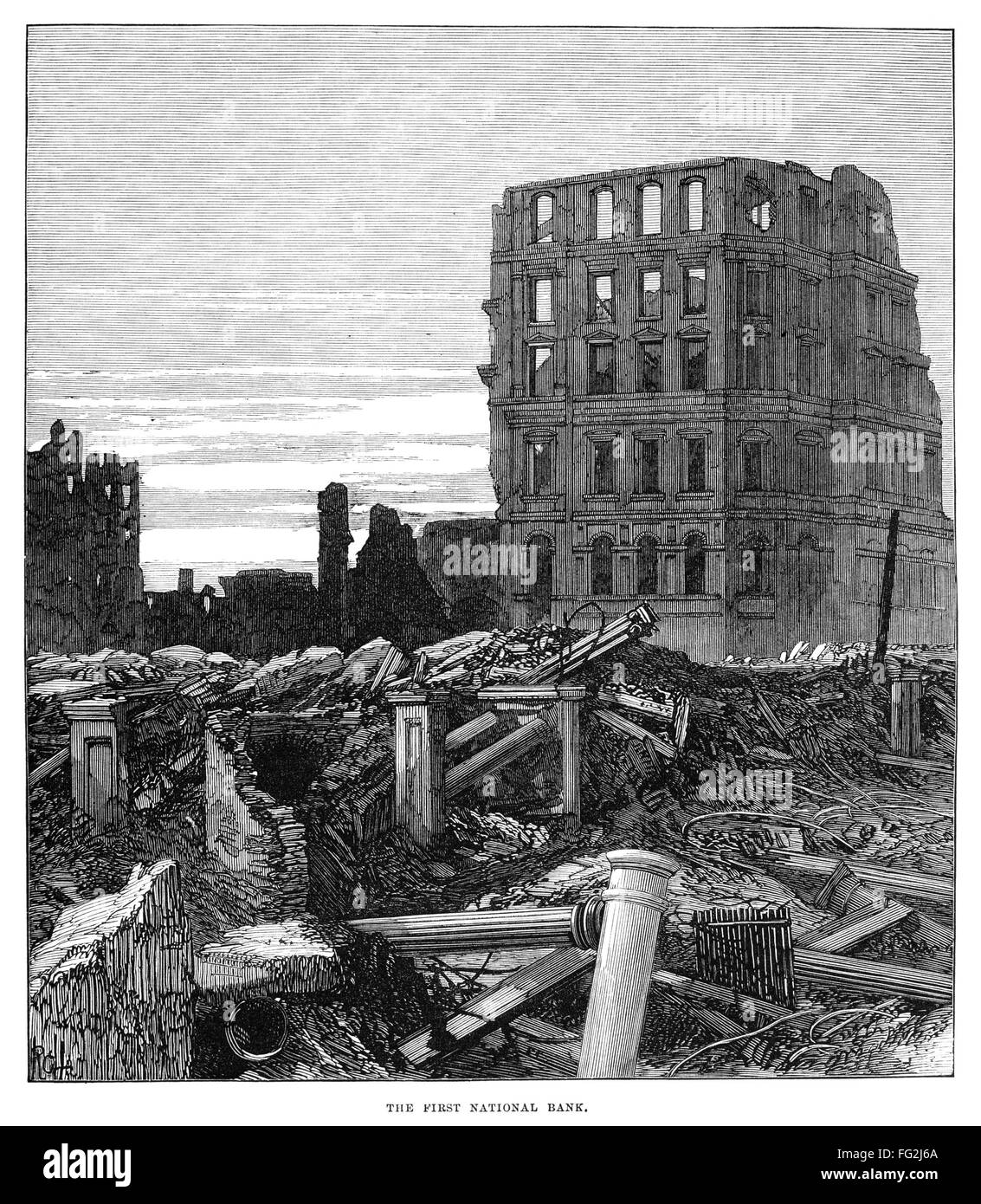 CHICAGO: FIRE, 1871. /nRuins of the First National Bank after the Great ...