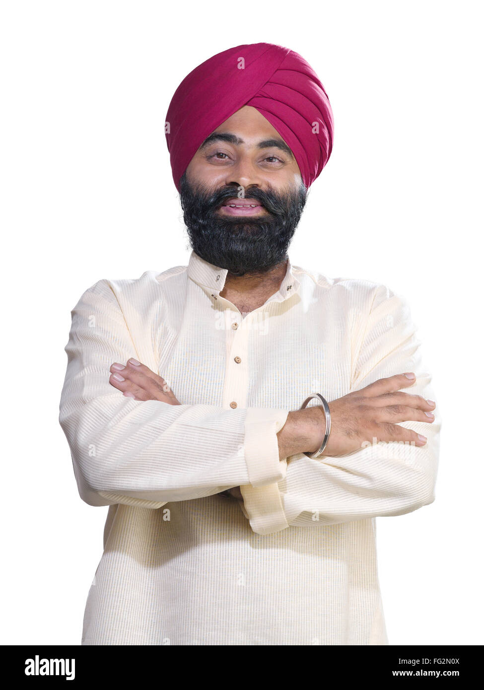 Sikh man standing in cross hands MR#779A Stock Photo - Alamy