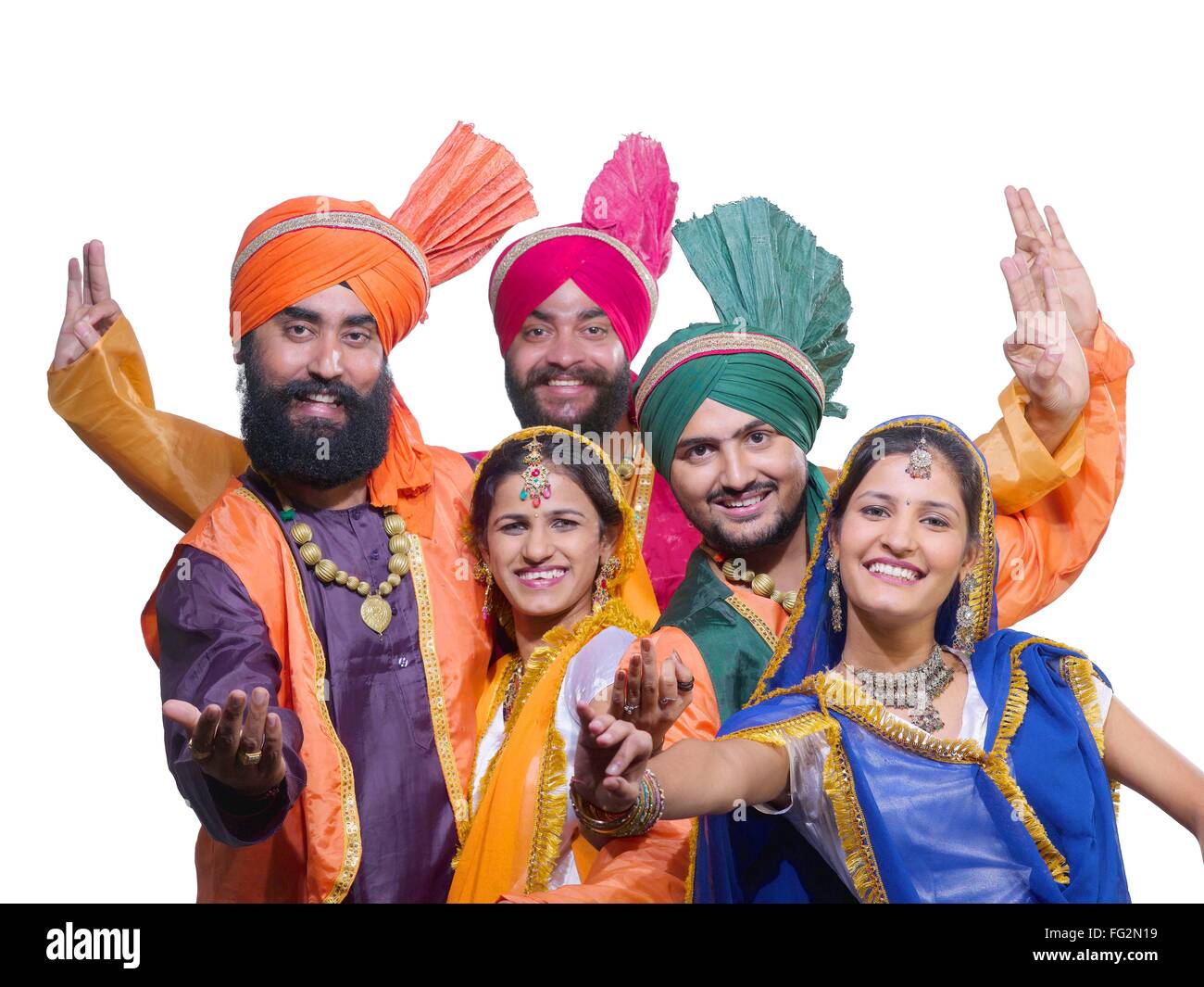 Dancers performing dancing folk dance bhangra white background MR#779B ...