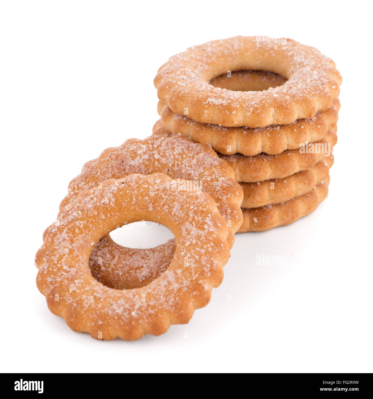 Rings biscuits pile isolated on a white background Stock Photo - Alamy