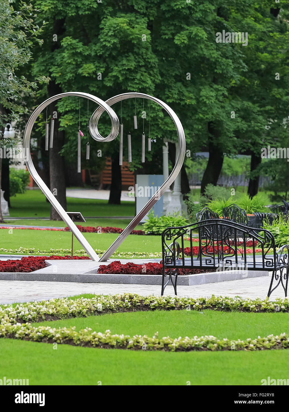 Symbol Valentine Sweetheart in a city park in stainless steel Stock ...