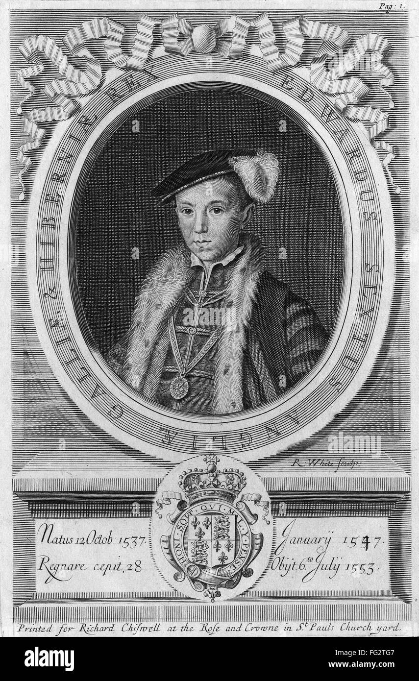 EDWARD VI (1537-1553). /nKing of England and Ireland, 1547-1553. Line ...