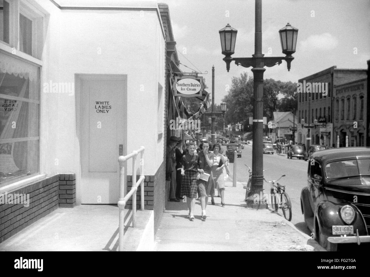 SEGREGATED ENTRANCE, 1940. /nDoor marked 'white ladies only' on a store ...