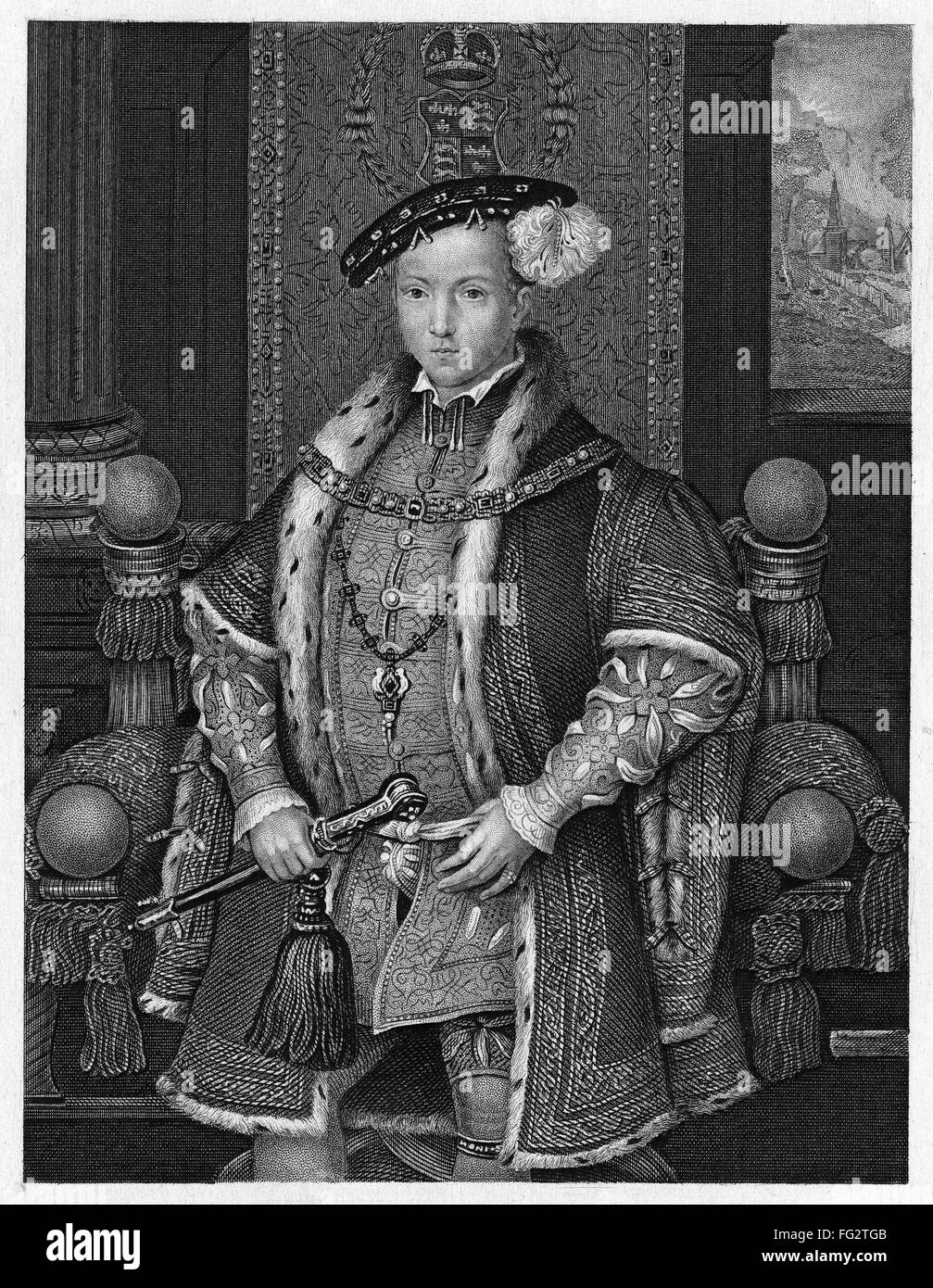 EDWARD VI (1537-1553). /nKing of England and Ireland, 1547-1553. Line ...