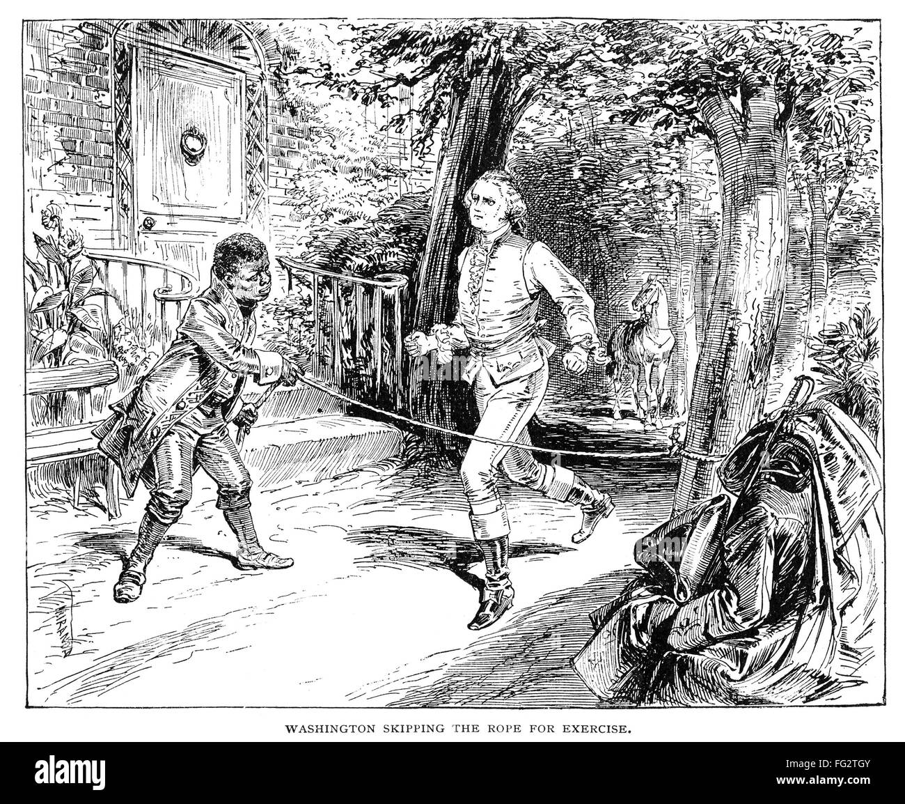 WASHINGTON: EXERCISE. /nGeorge Washington skipping the rope for ...