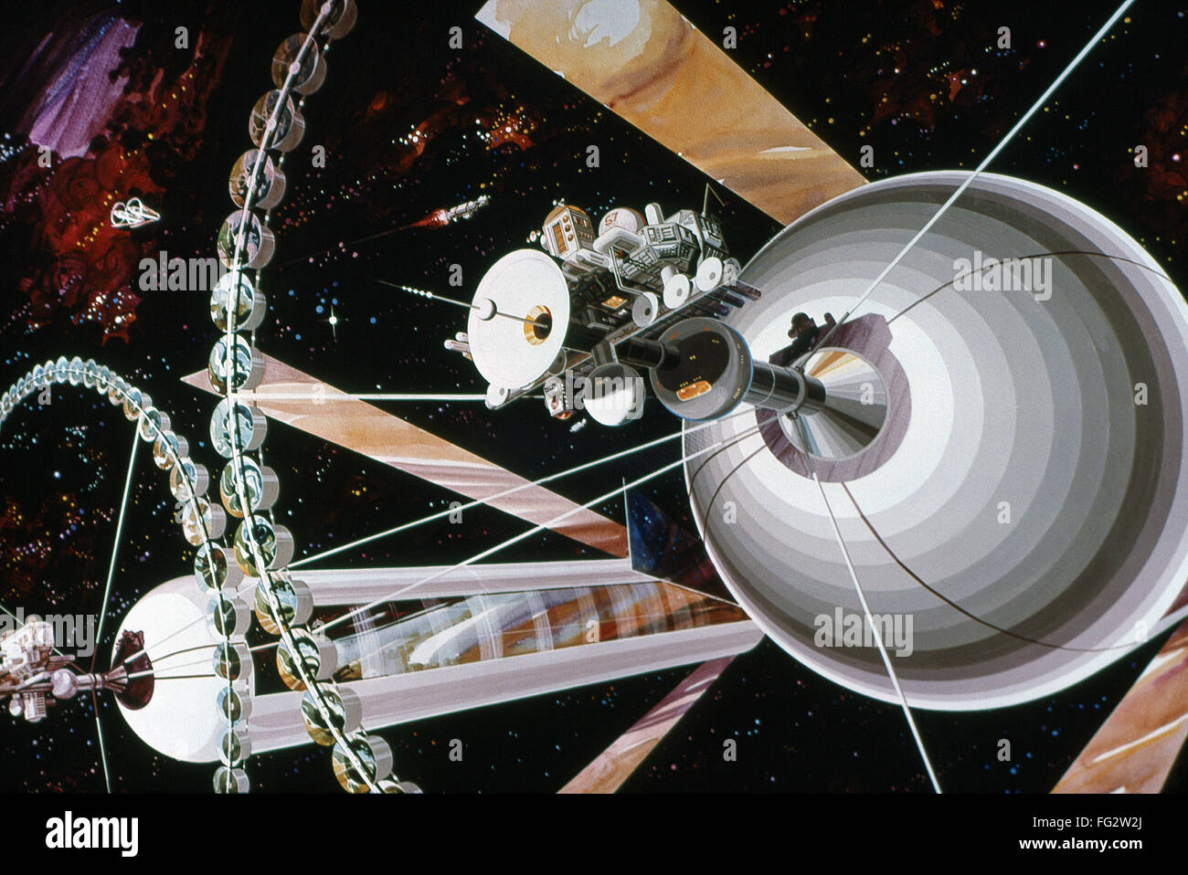 SPACE COLONY, c1979. /nConceptual illustration of an inhabited space ...