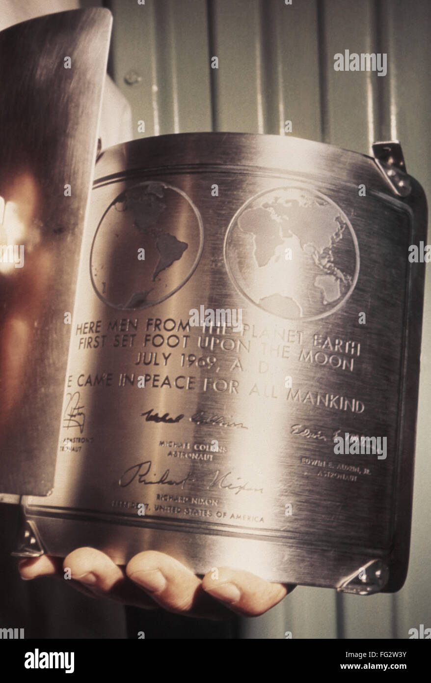 APOLLO 11: PLAQUE, 1969. /nMemorial plaque left on the moon by the ...