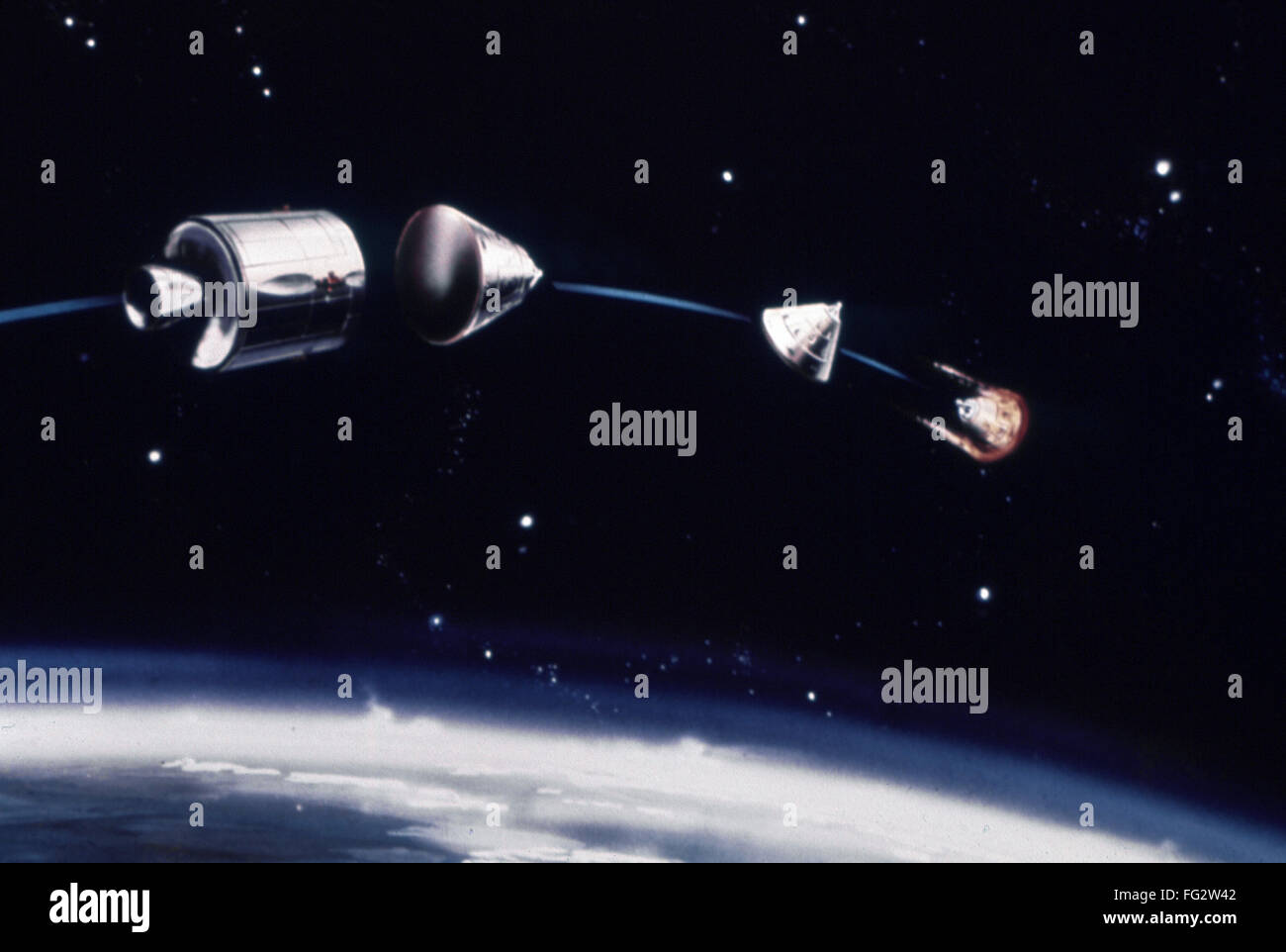 APOLLO 11: REENTRY, 1969. /nArtist's concept of the Apollo 11 Service ...