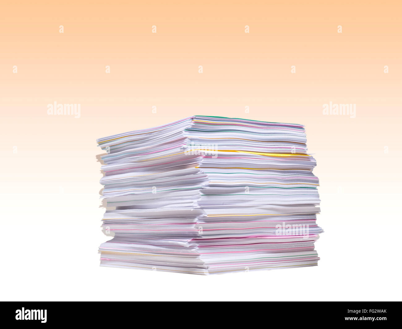Stack of sheets of paper on white background Stock Photo - Alamy