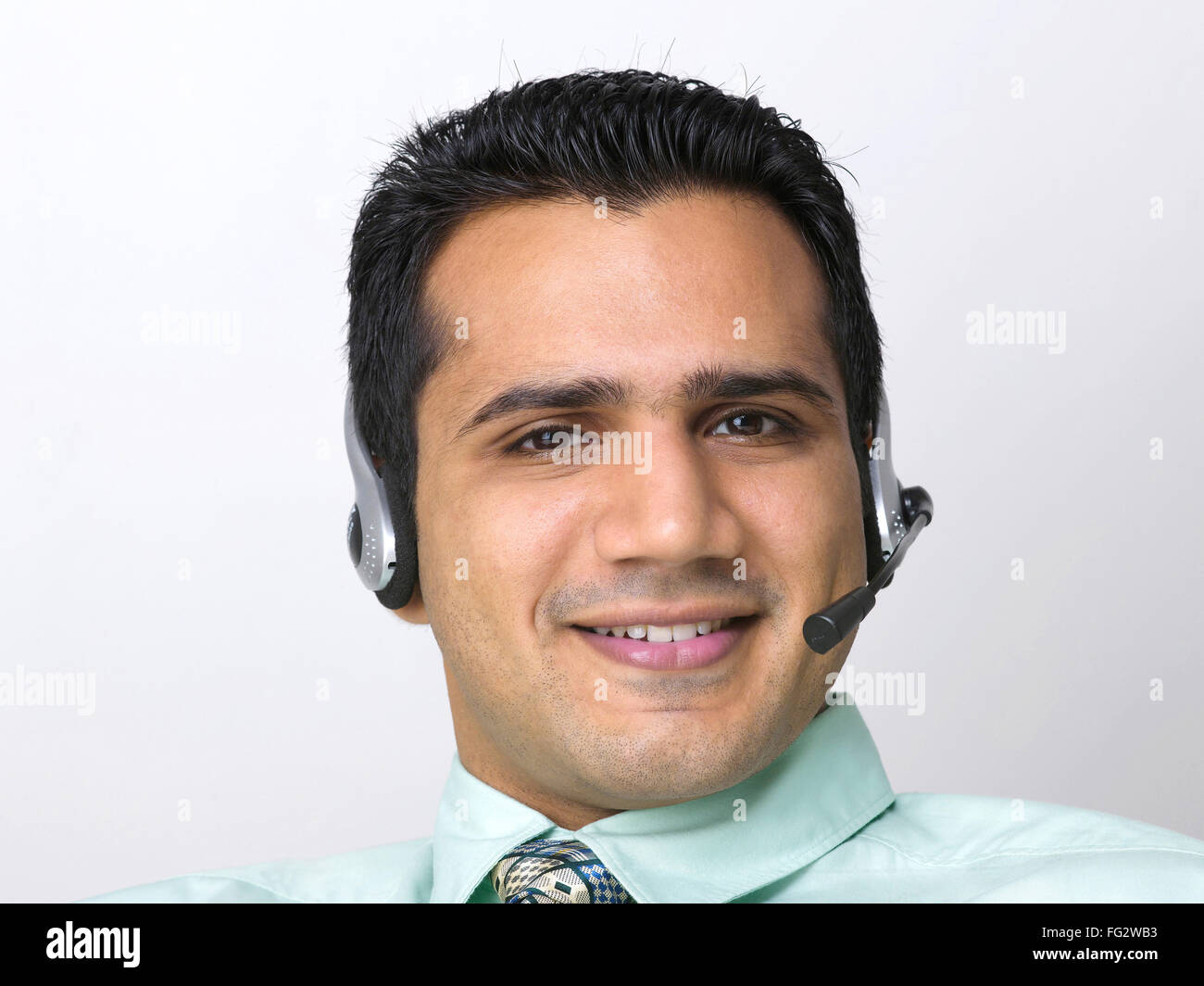Executive using microphone MR#779K Stock Photo - Alamy