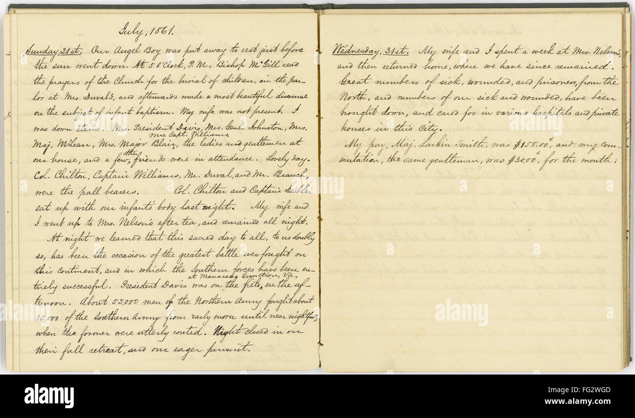 CIVIL WAR: DIARY, 1861. /nPages from the diary of Confederate Officer ...