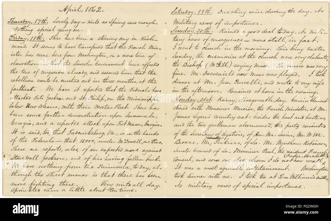 Civil war confederate diary hi-res stock photography and images - Alamy