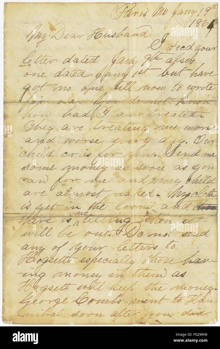 CIVIL WAR: LETTER, 1864. /nA letter from Ann, a slave, to her husband ...