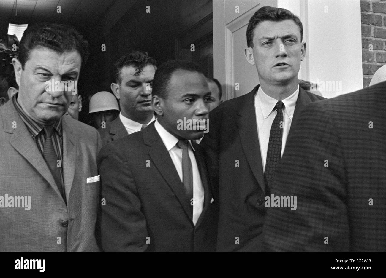 JAMES MEREDITH (1933- ). /nAmerican civil rights leader. Being escorted ...