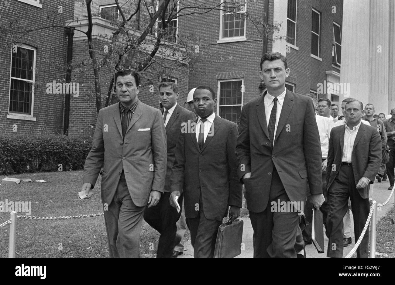 JAMES MEREDITH (1933- ). /nAmerican civil rights leader. Being escorted ...