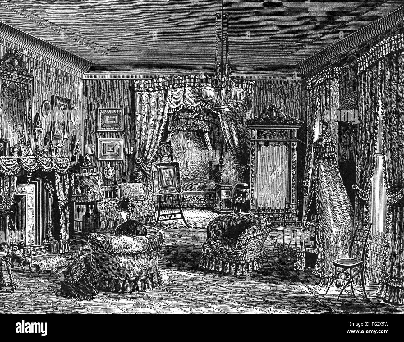 NEW YORK: HOME, 1888. /nInterior of a boudoir in a New York suburban ...