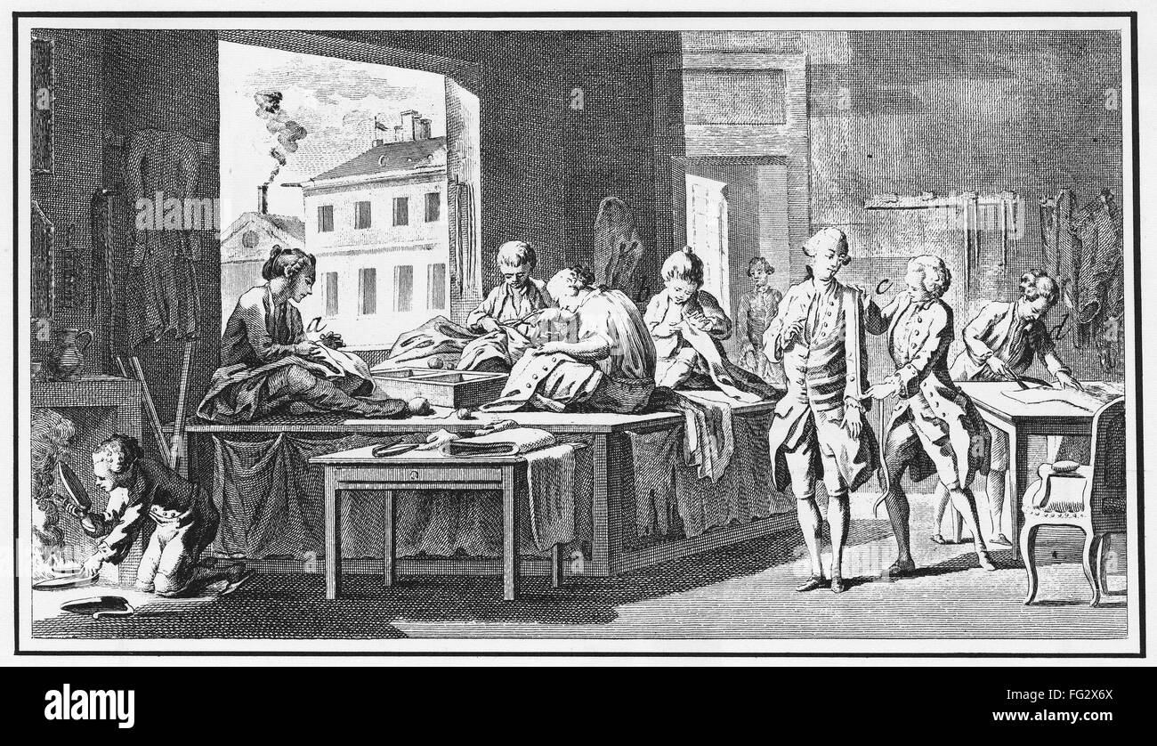 TAILOR, 18th CENTURY. /nA tailor measures a client while other workers ...