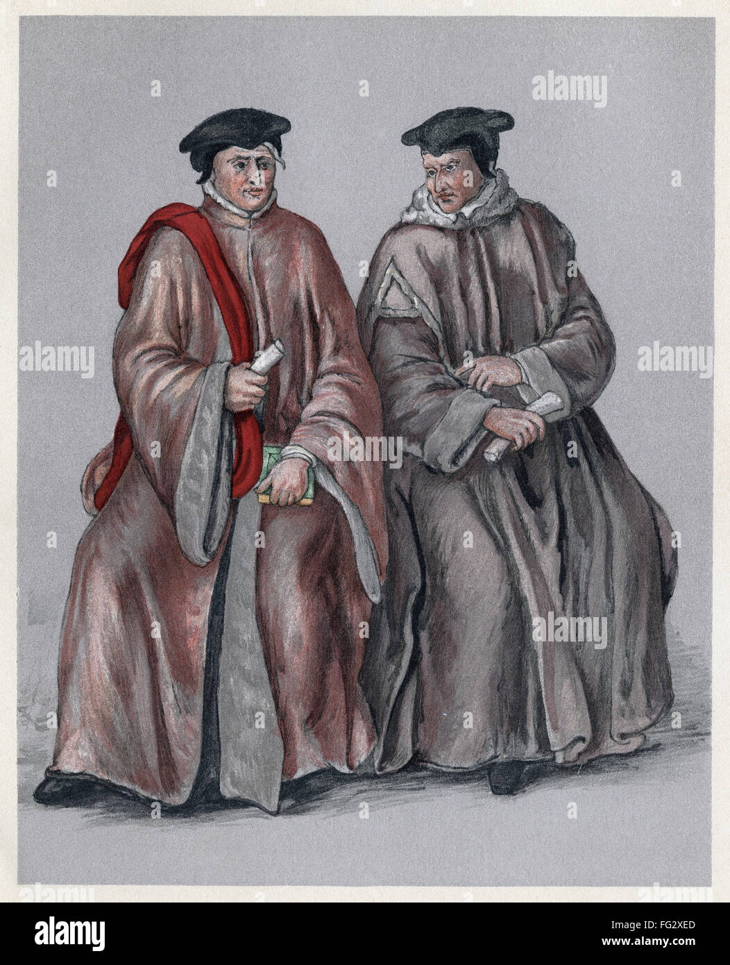 JUDGES, 16th CENTURY. /nTwo judges in their robes of 16th century ...