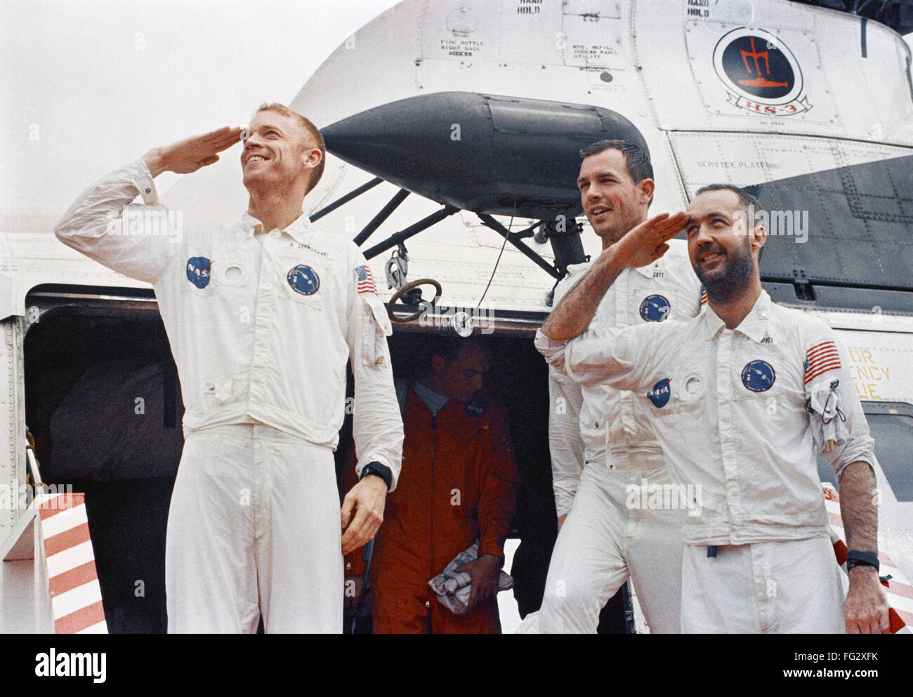 APOLLO 9: CREW, 1969. /nThe crew of the Apollo 9 upon their return from a successful 10-day ...