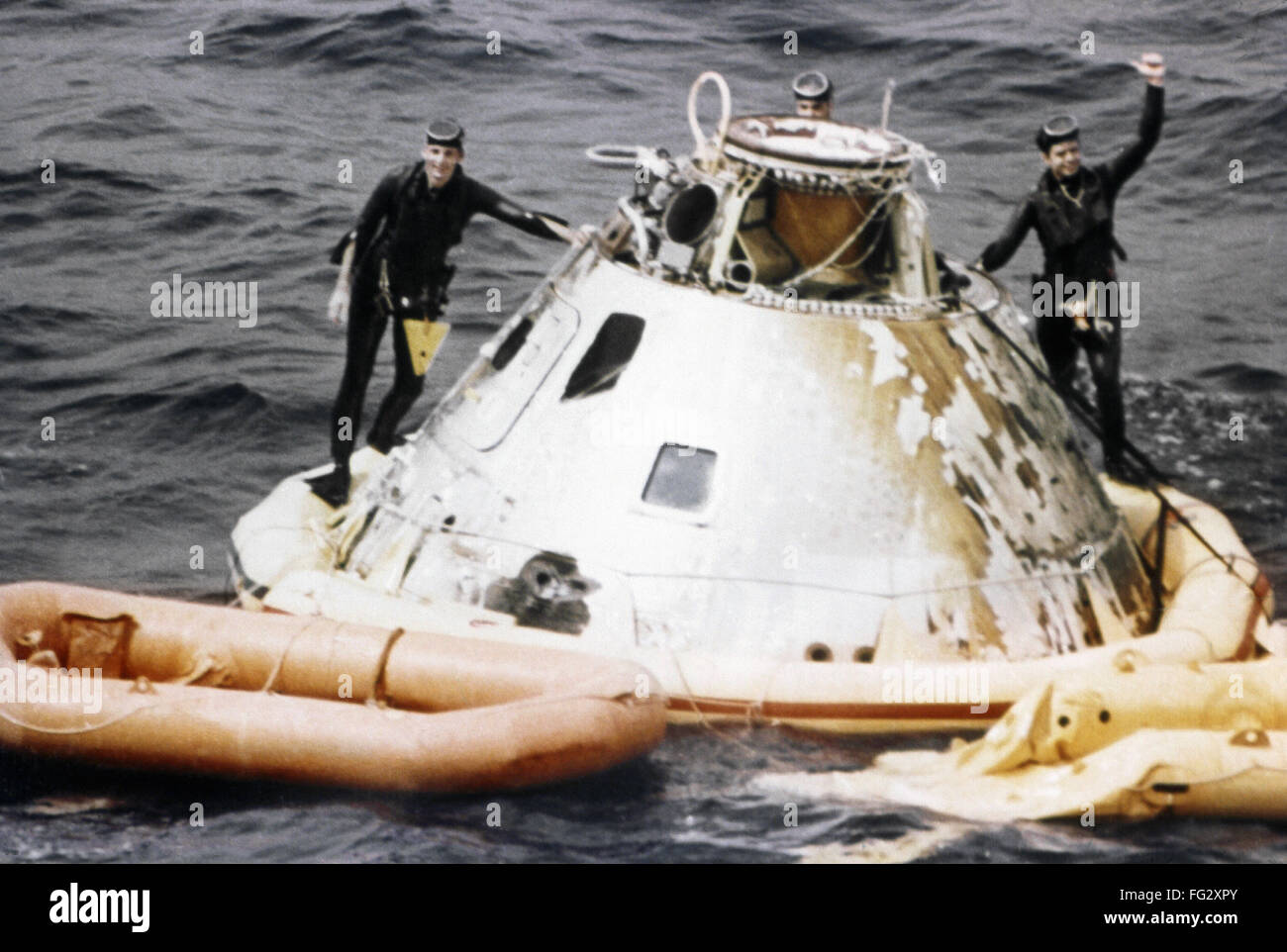 APOLLO 9: CREW, 1969. /nPararescuemen on the Apollo 9 Command Module ...