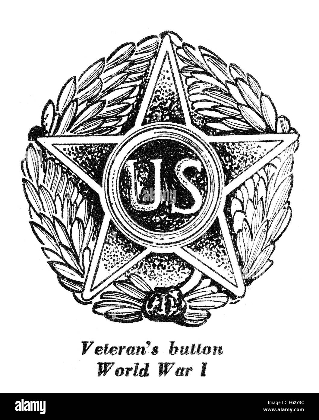 VETERAN BUTTON. /nButton for American veterans of World War I. Line ...