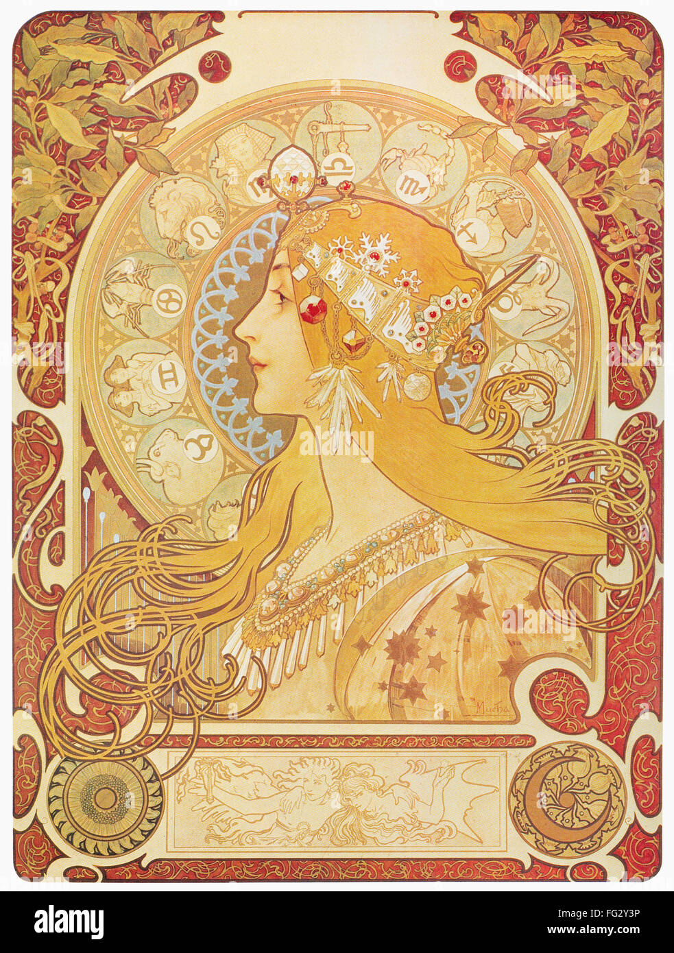 Alphonse mucha zodiac hi-res stock photography and images - Alamy