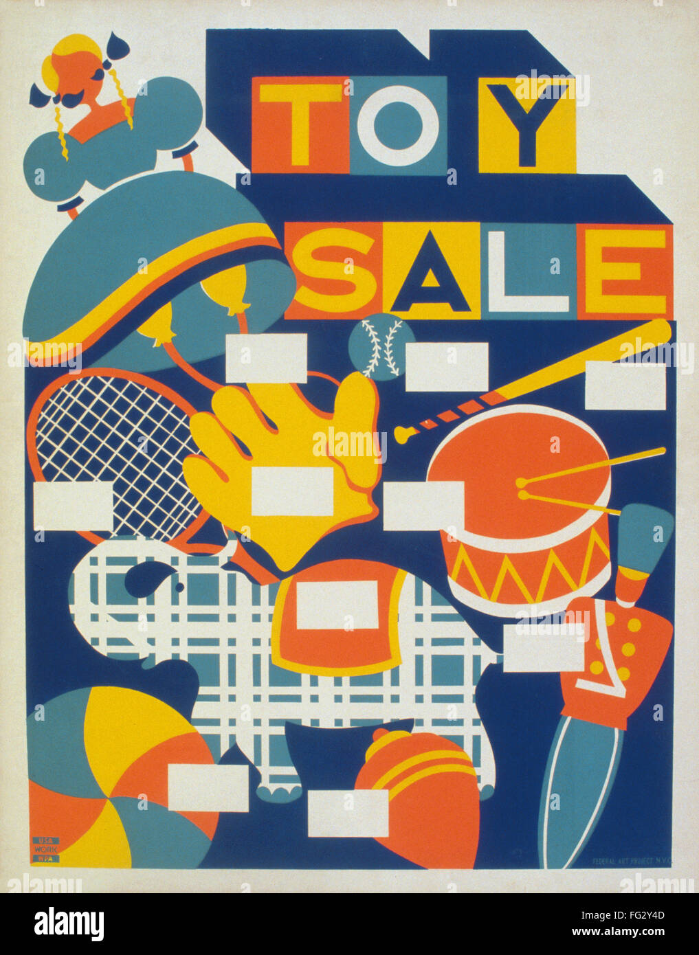 POSTER: TOYS, c1940. /nPoster advertising a toy sale. Silkscreen, c1940 ...