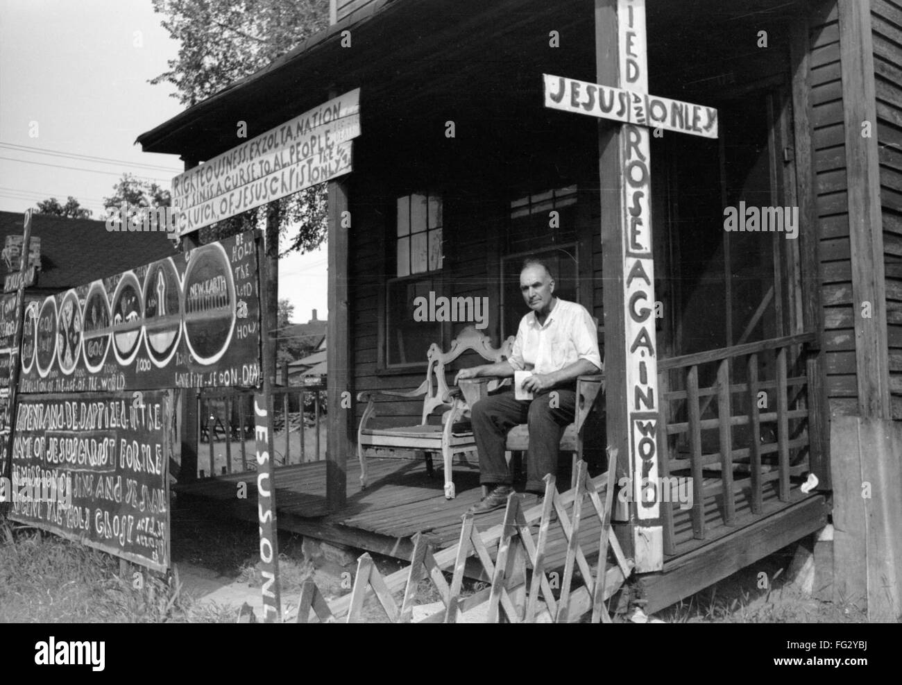 MINNEAPOLIS: SIGN, 1939. /nSigns on the home of a religious fanatic in ...