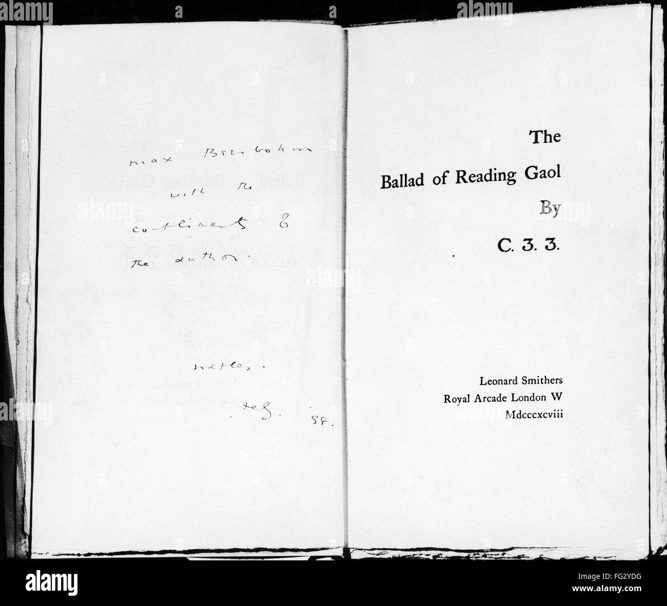 WILDE: READING GAOL, 1897. /nA copy of 'The Ballad of Reading Gaol,' by ...