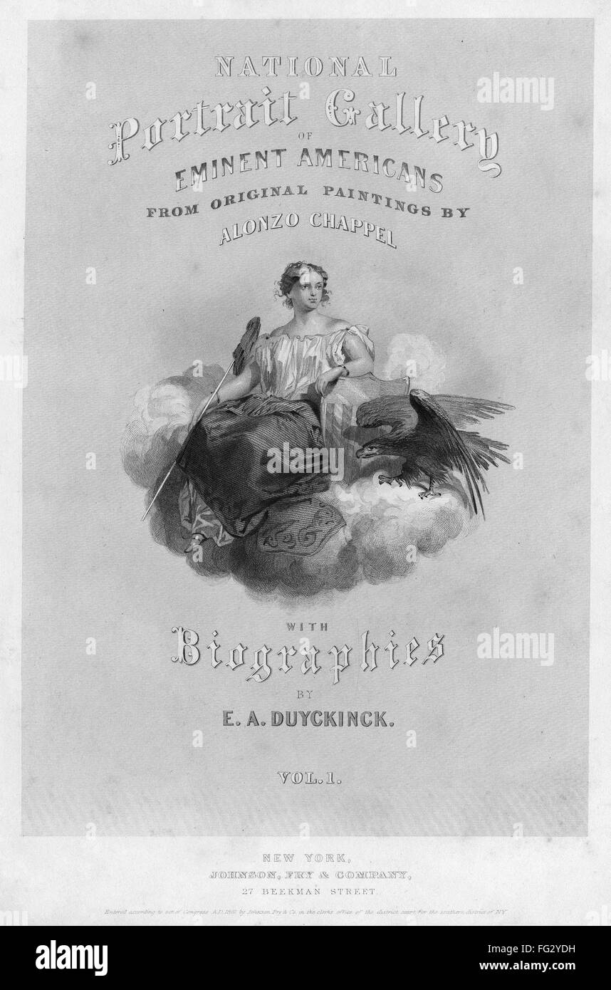 EMINENT AMERICANS, 1861. /nTitle page of a book of engraved portraits ...