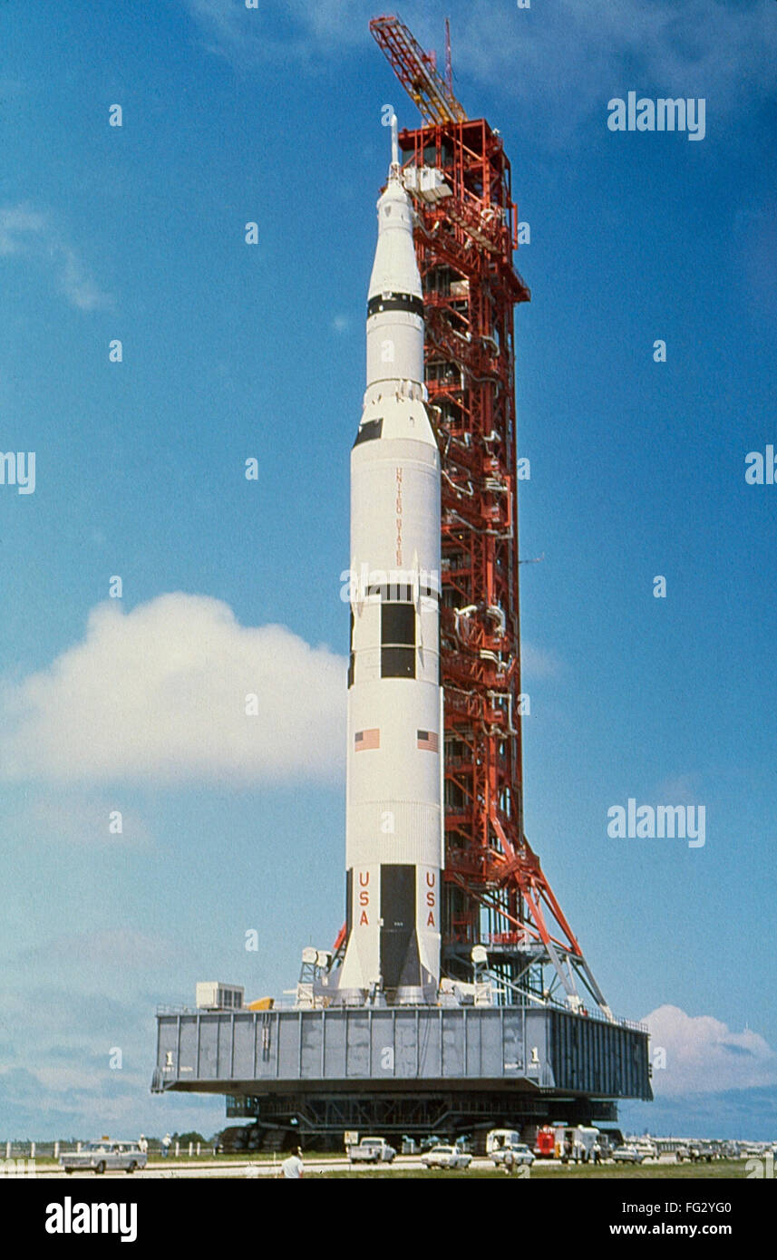 APOLLO 11, 1969. /nThe Apollo 11/Saturn V rocket aboard the crawler at ...