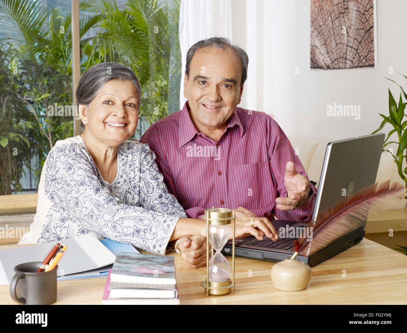 Old couple laptop computer, senior man woman, senior husband wife, MR ...