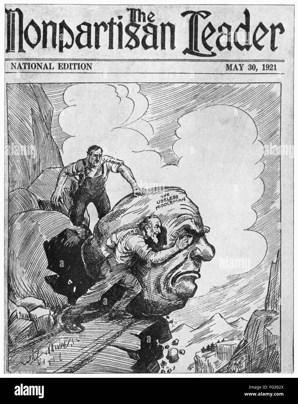 LABOR CARTOON, 1921. /nCartoon by John Miller Baer on the front page of ...