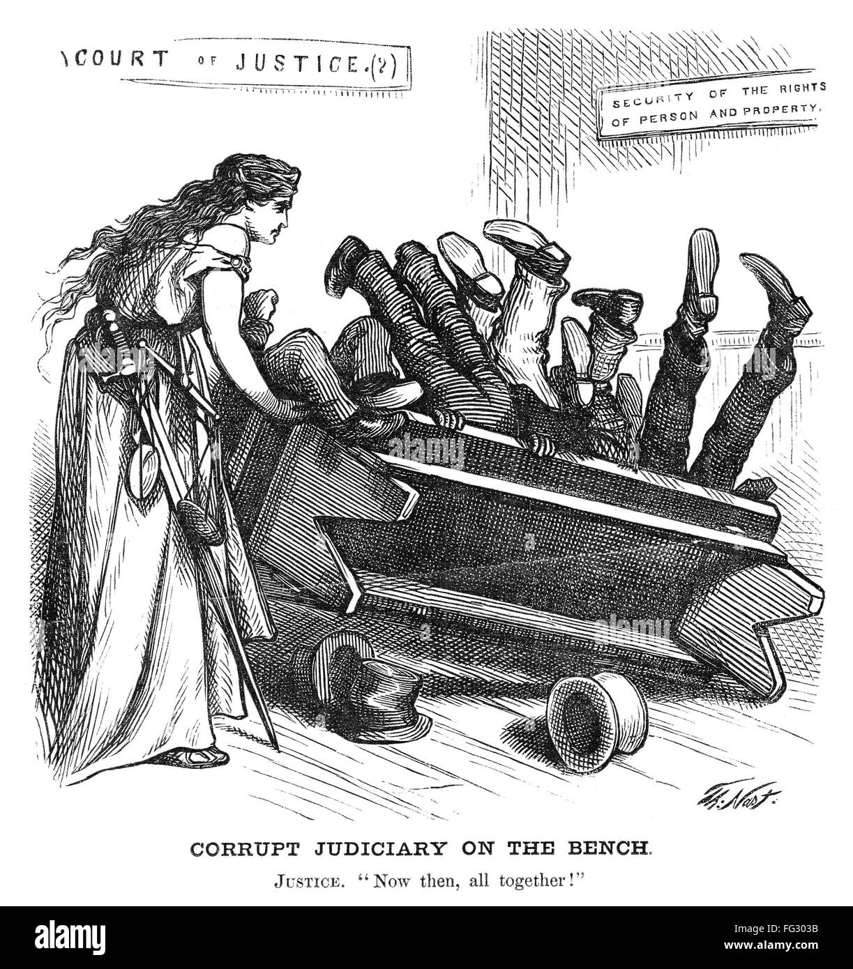 NAST: CORRUPTION, 1872. /n'Corrupt Judiciary on the Bench. Justice ...