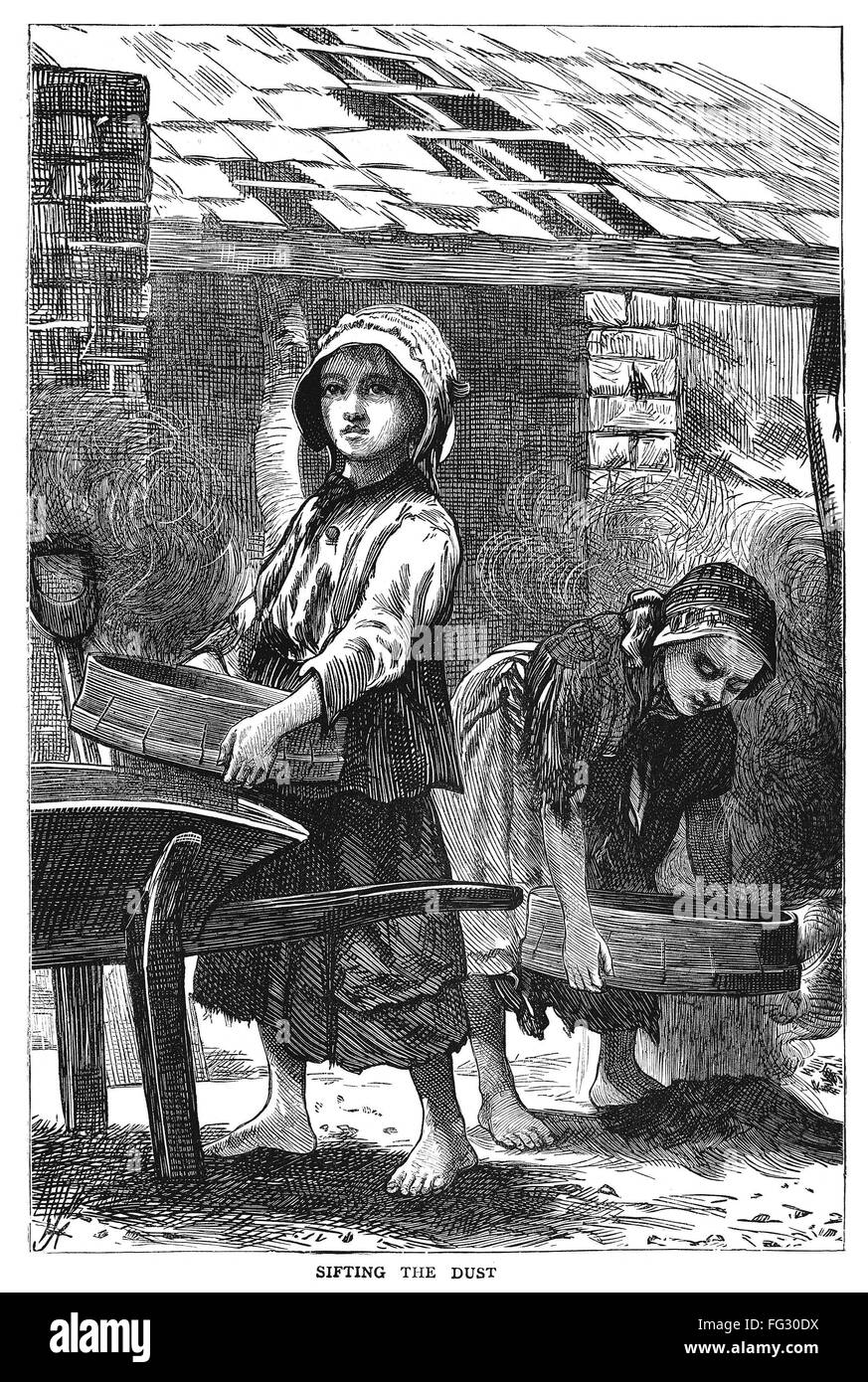 ENGLAND: CHILD LABOR, 1871. /n'Sifting the Dust.' Two young girls ...