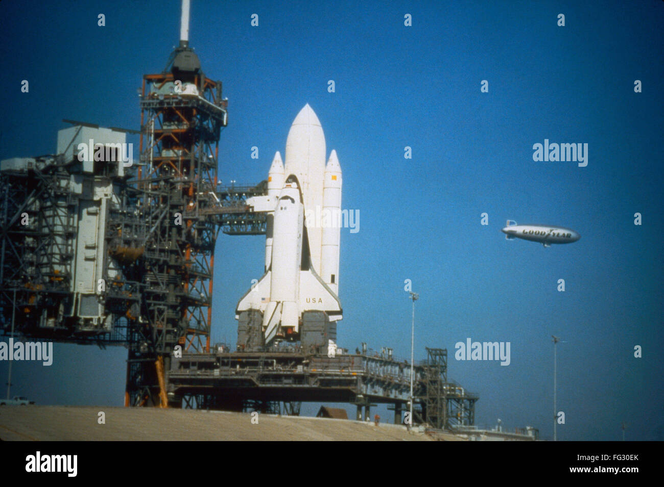 SPACE SHUTTLE LAUNCH, 1982. /nSpace Shuttle Columbia being transported to the launch pad at the ...