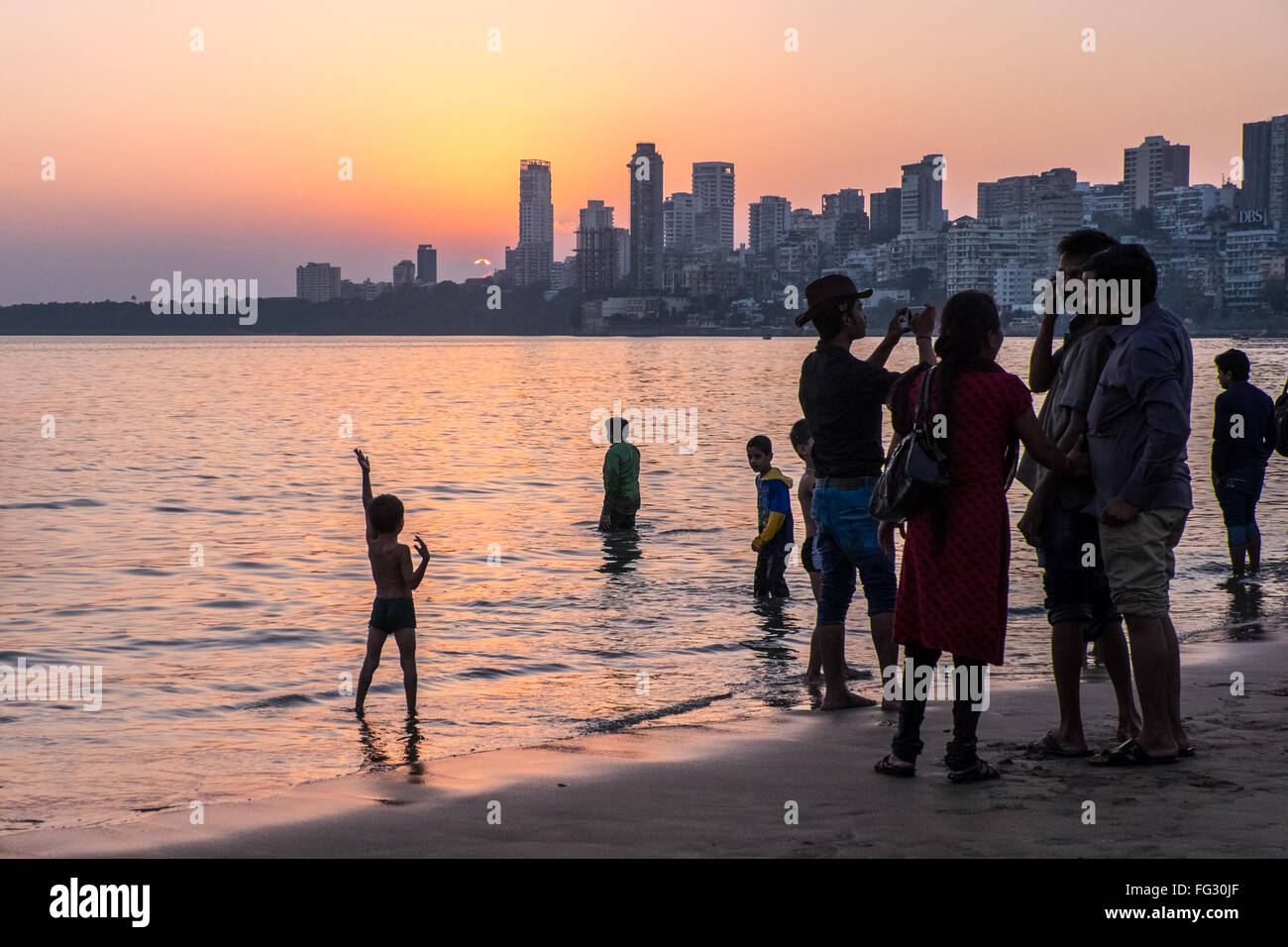 sunset, Chowpatty Beach, Mumbai, India Stock Photo - Alamy