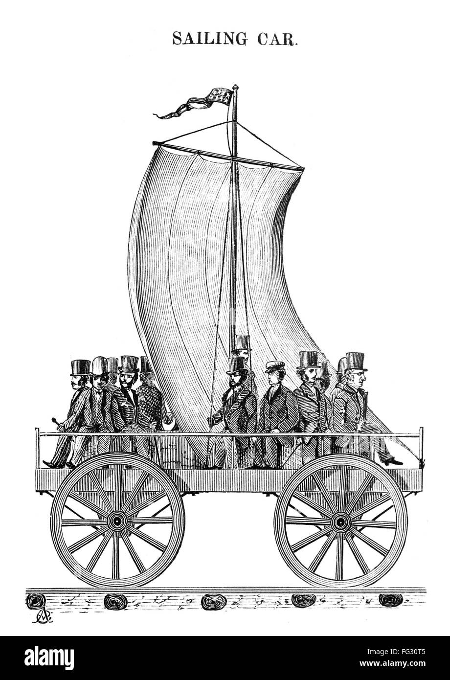 SAILING CAR, 1830. /nA wind-powered locomotive on the South Carolina ...