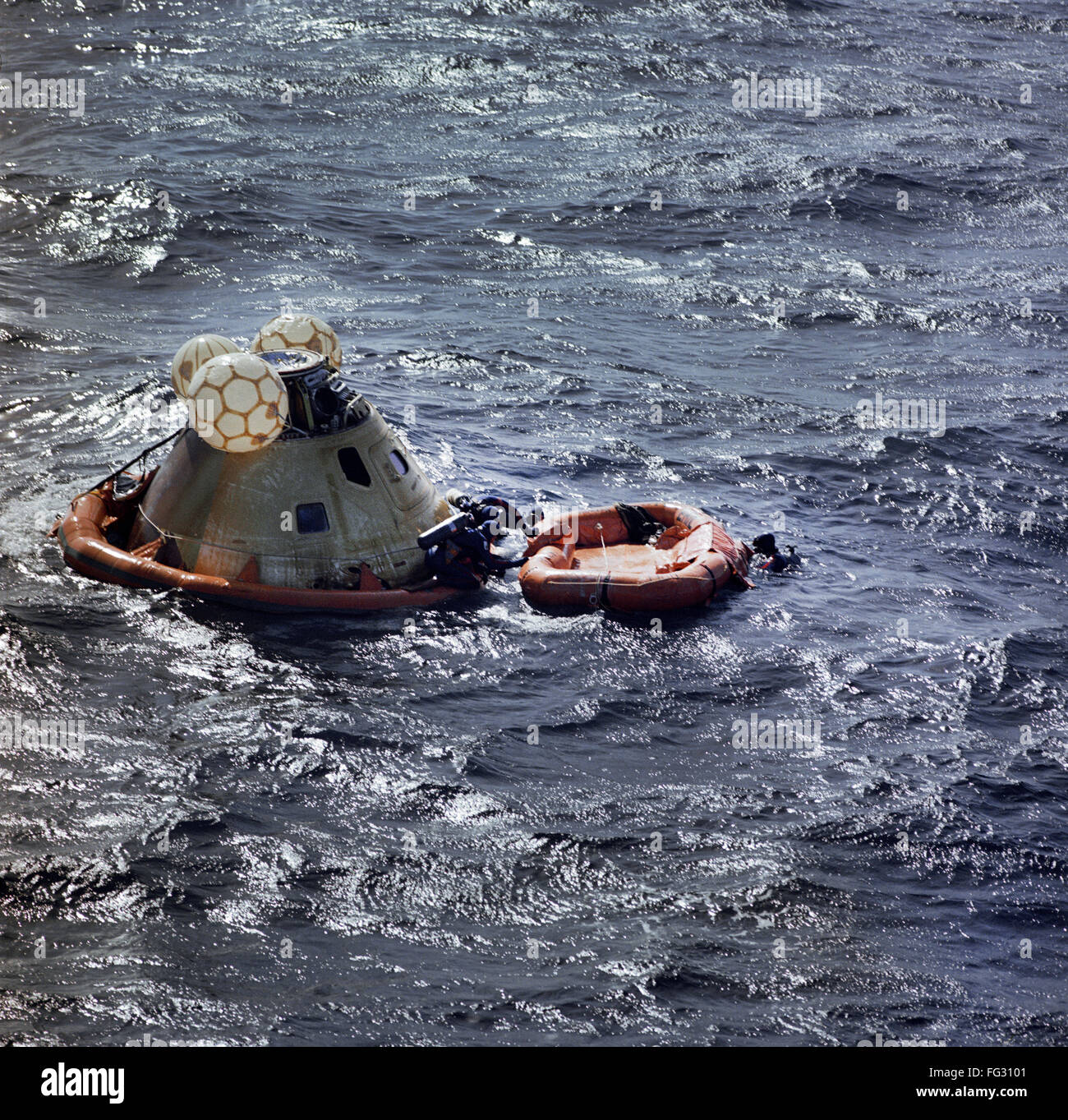 SKYLAB: SPLASHDOWN, 1973. /nNavy swimmers assisting with the recovery ...
