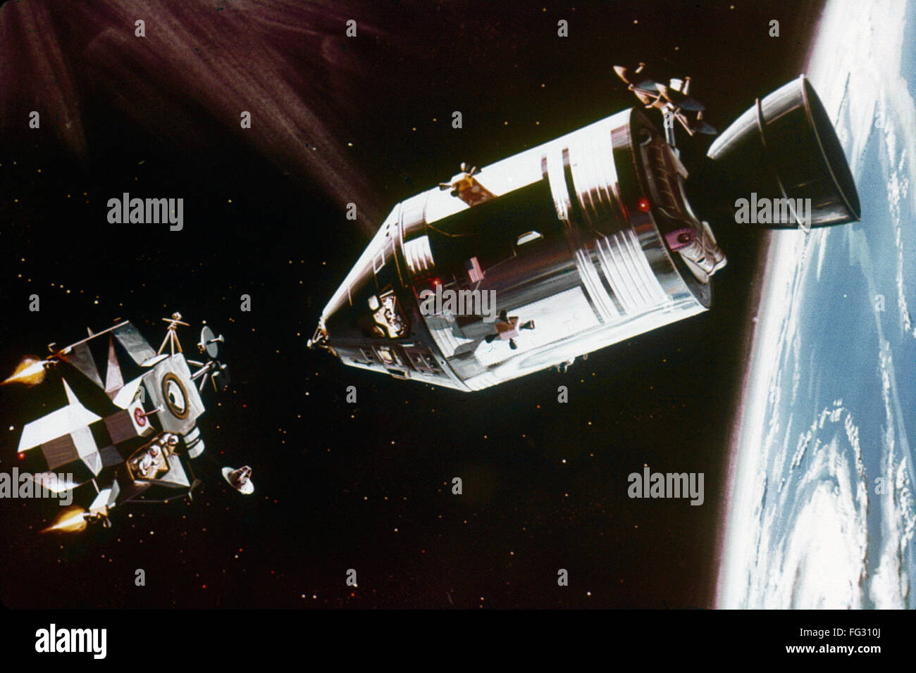 APOLLO 9, 1969. /nArtist's concept of the Apollo 9 Lunar Module docking ...
