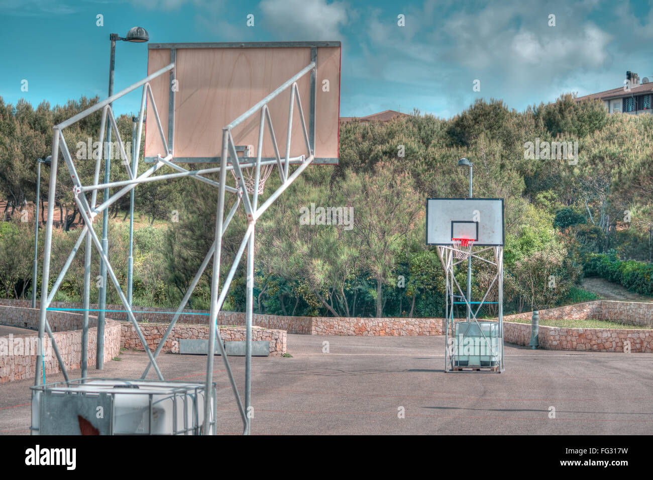 playground with two hoops in hdr toning Stock Photo - Alamy