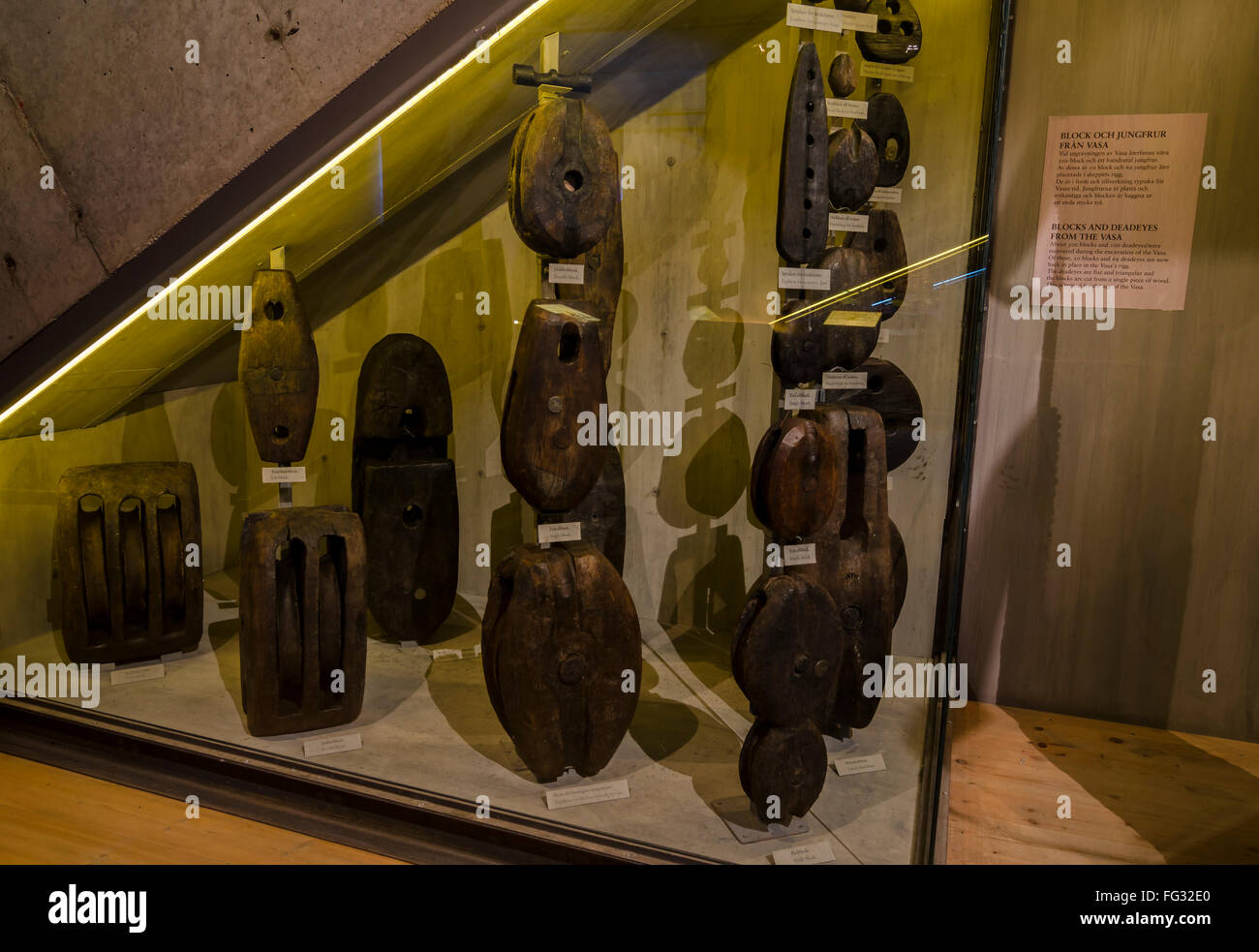 Pulleys from Vasa, The Vasa Museum, Vasamuseet, Stockholm Stock Photo ...