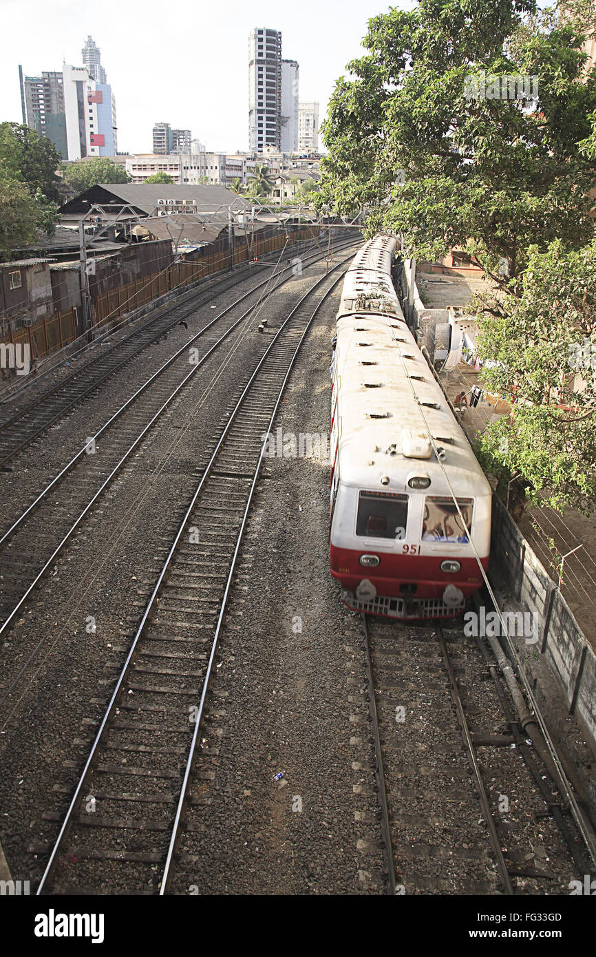 Western railway suburban local train tracks , Bombay Mumbai ...