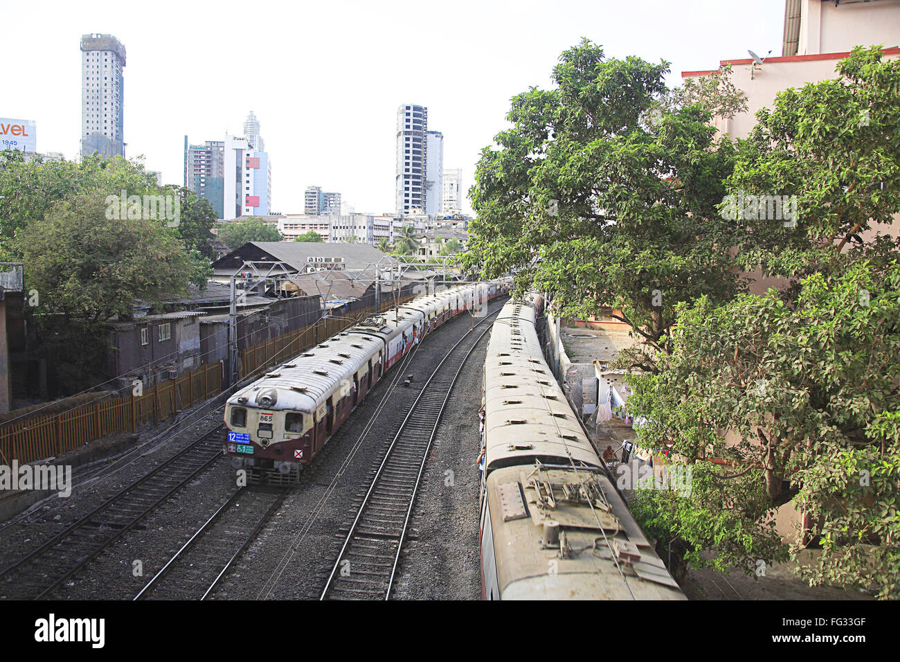 Western railway suburban local train tracks , Bombay Mumbai ...