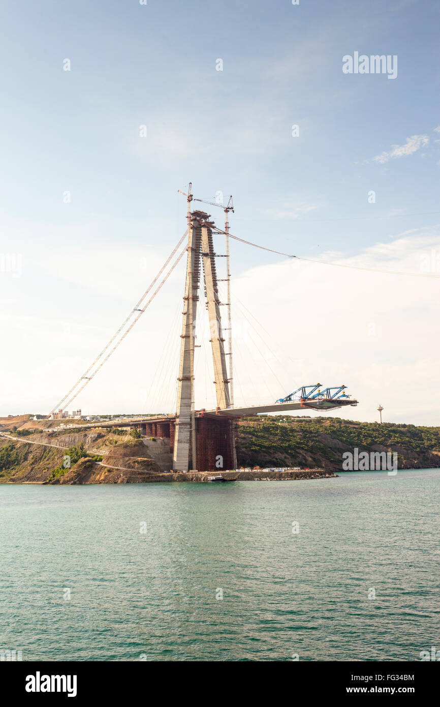 Yavuz Sultan Selim Bridge, Third Bosphorus Bridge, under construction ...