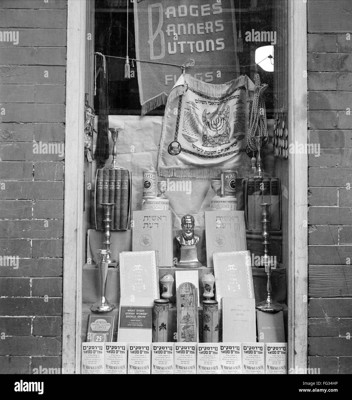 NEW YORK: STOREFRONT, 1942. /nWindow of a Jewish religious shop on ...
